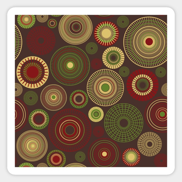 concentric circles dark brown - Brown - Sticker | TeePublic